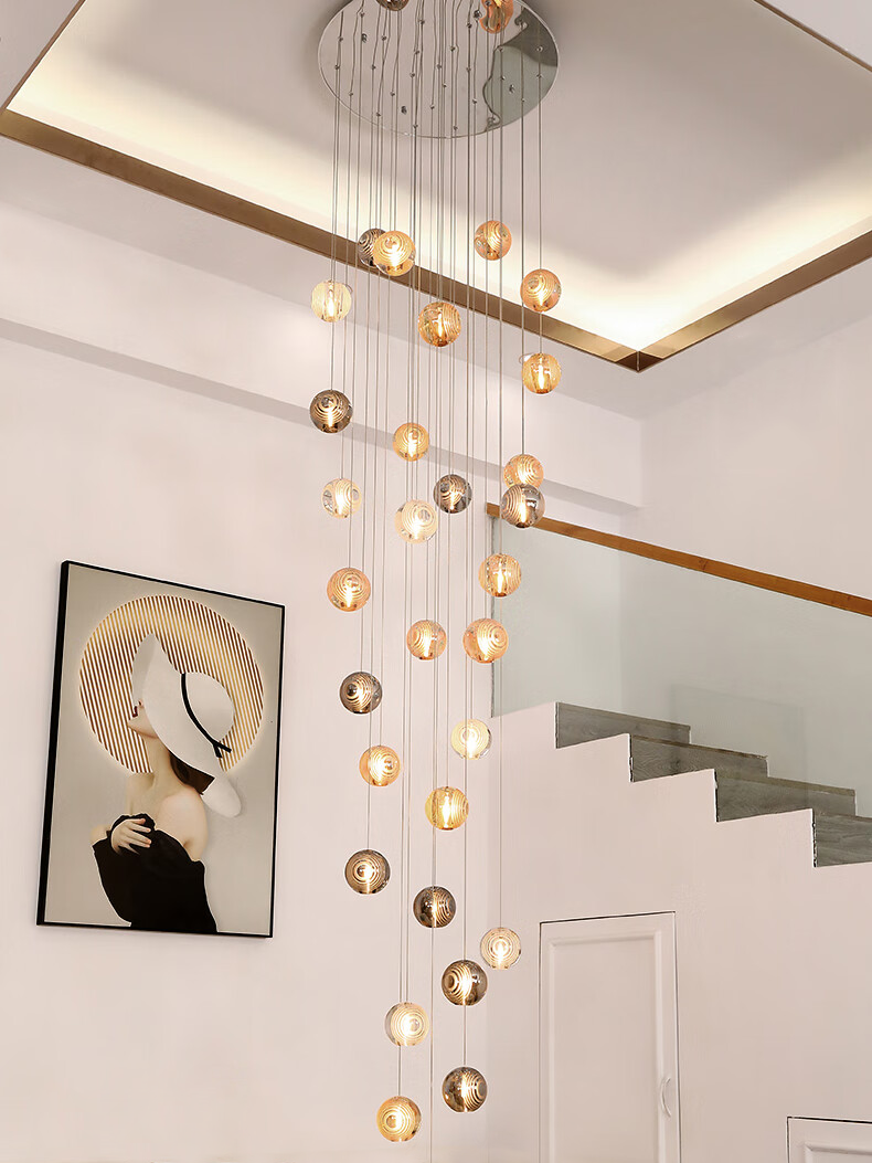 Textured Glass Staircase Pendant Light – Kimi Lighting
